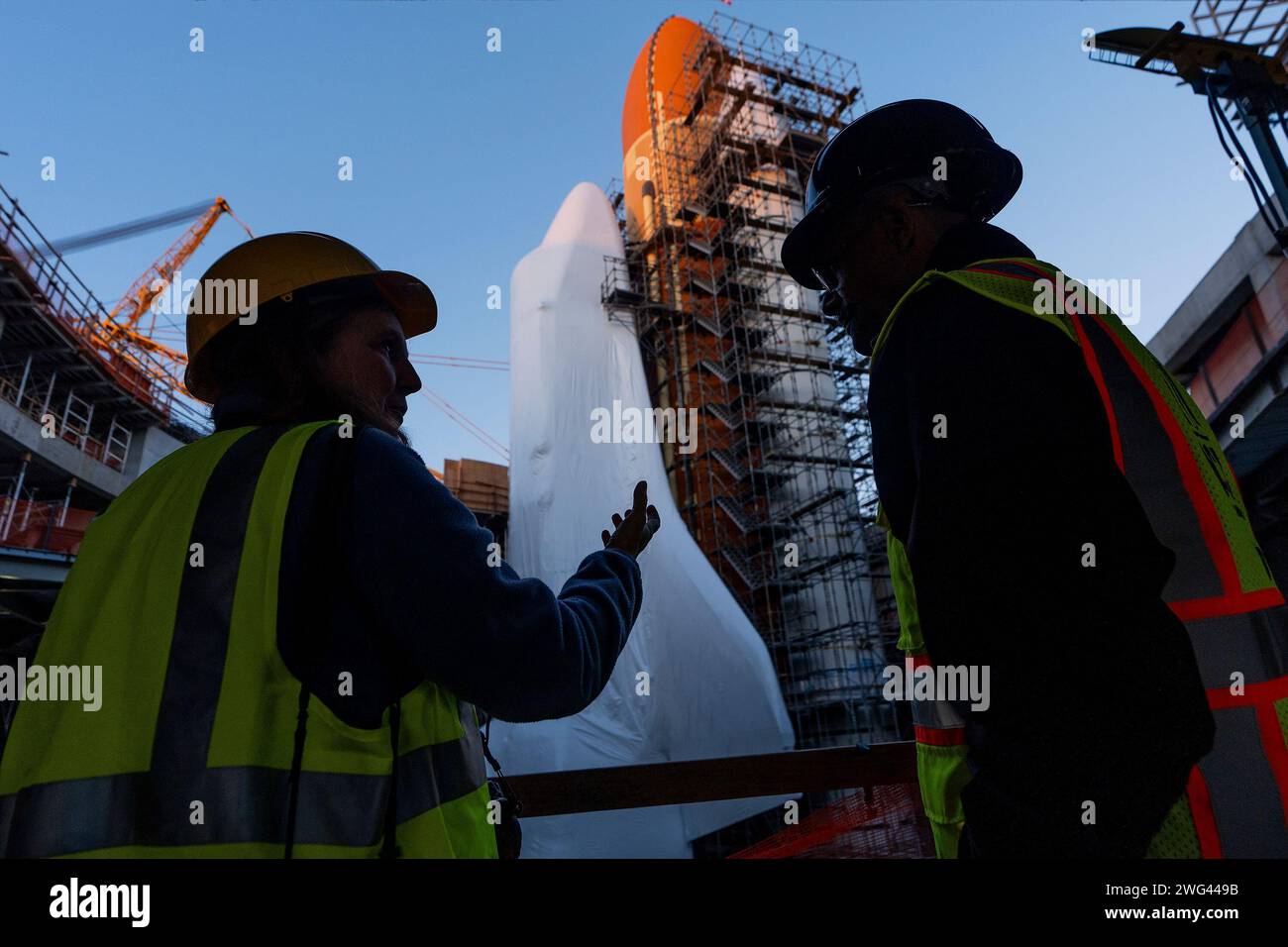 NASA's retired Space Shuttle Endeavour stands stacked with its fuel ...