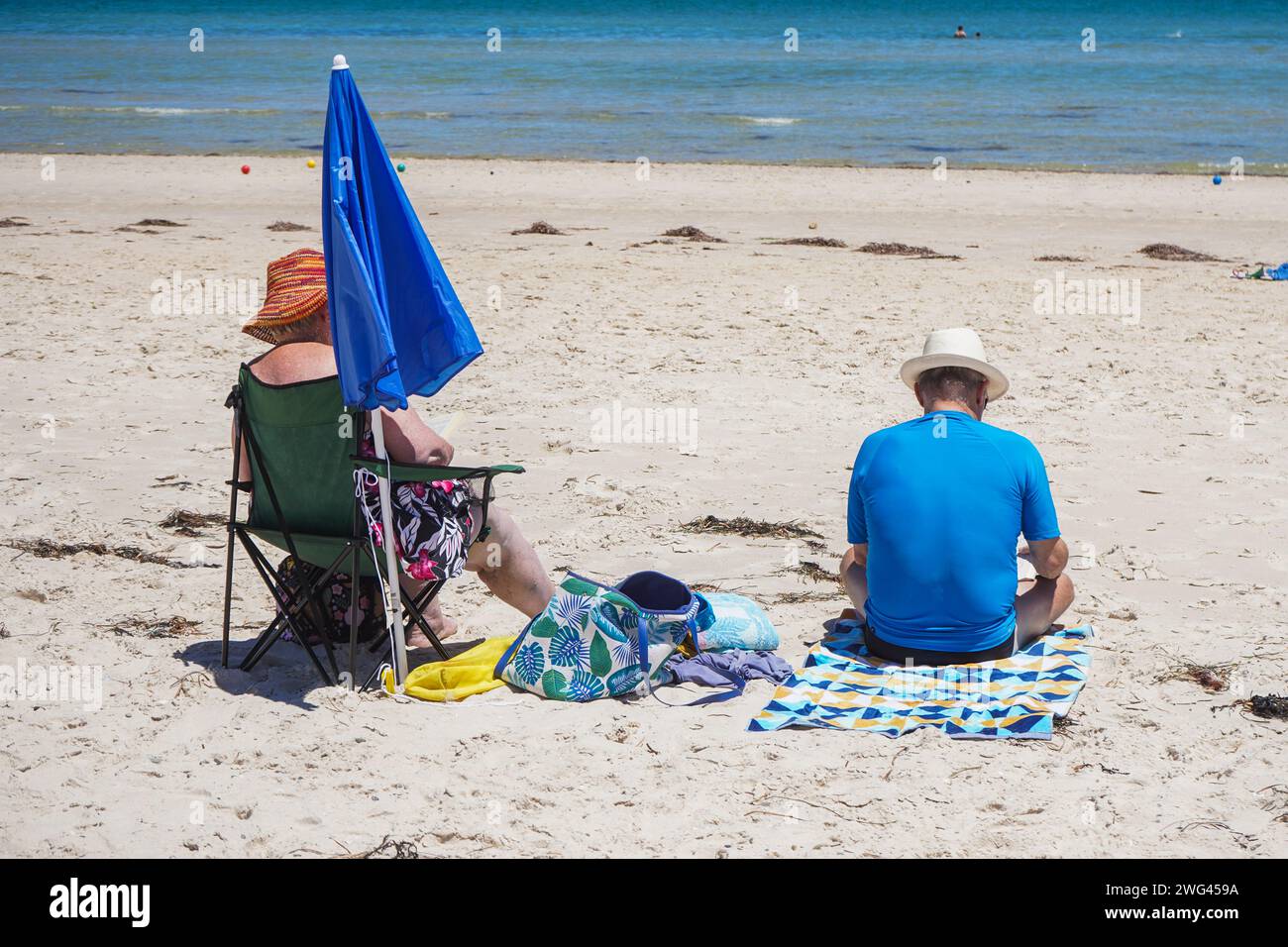 Adelaide, SA Australia 3 February 2024 . Beachgoers enjoying the ...