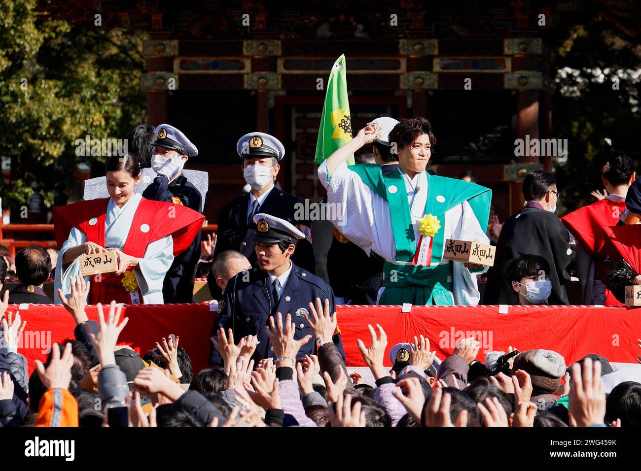 Chiba, Japan. 3rd Feb, 2024. (L to R) Japanese actors Yoh Yoshida and ...