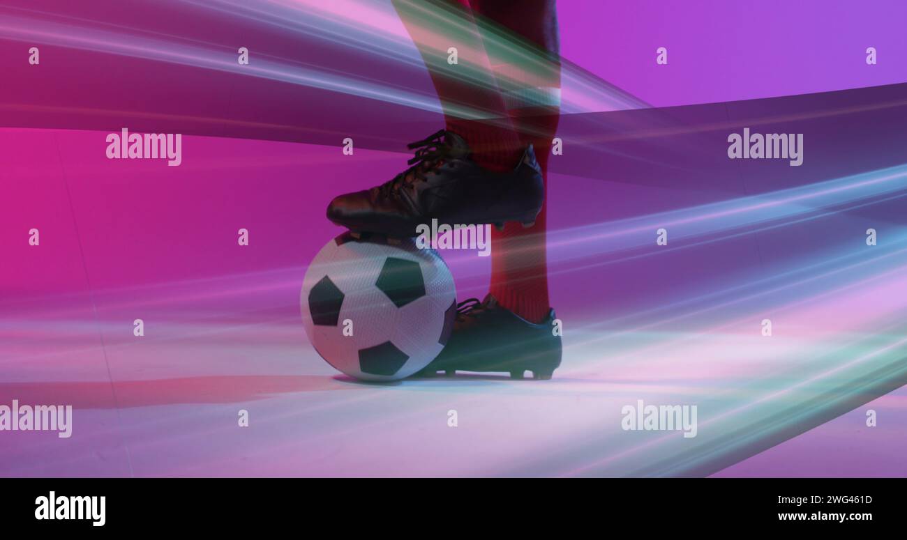 Image of african american male soccer player over shapes Stock Photo ...