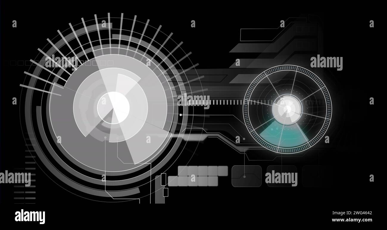Image of scopes scanning and data processing over digital screen Stock Photo - Alamy
