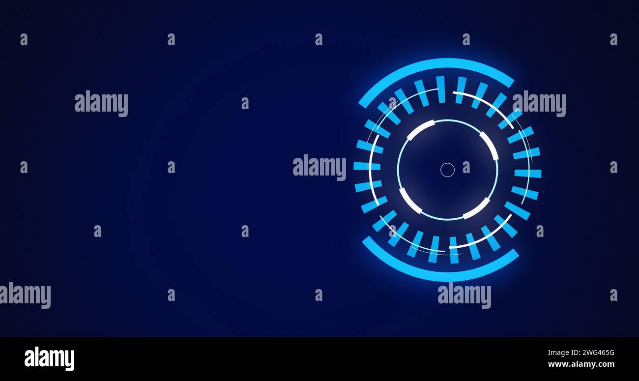 Image of scope scanning and data processing with copy space on blue ...