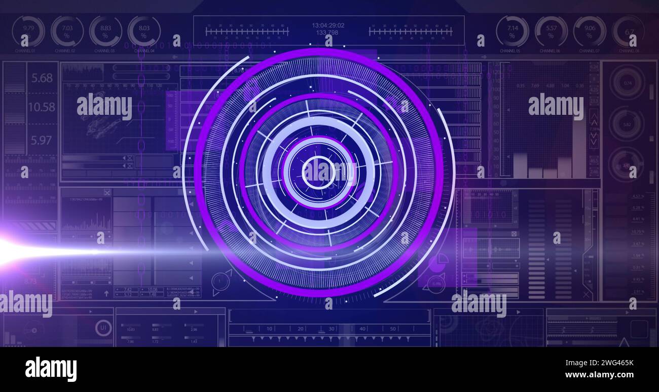 Image of scope scanning and data processing on digital screen Stock ...