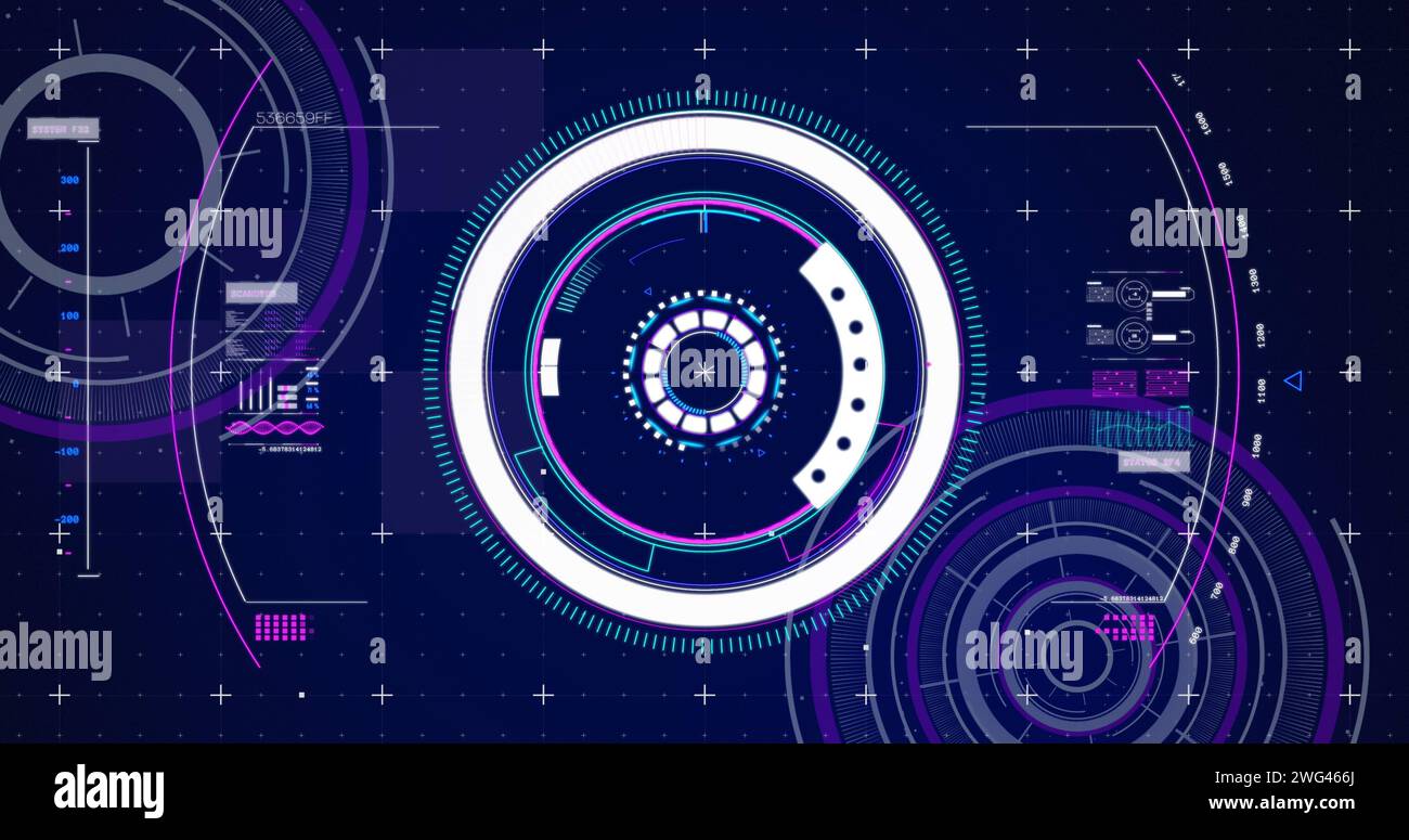 Image of scopes scanning and data processing on digital screen Stock Photo - Alamy
