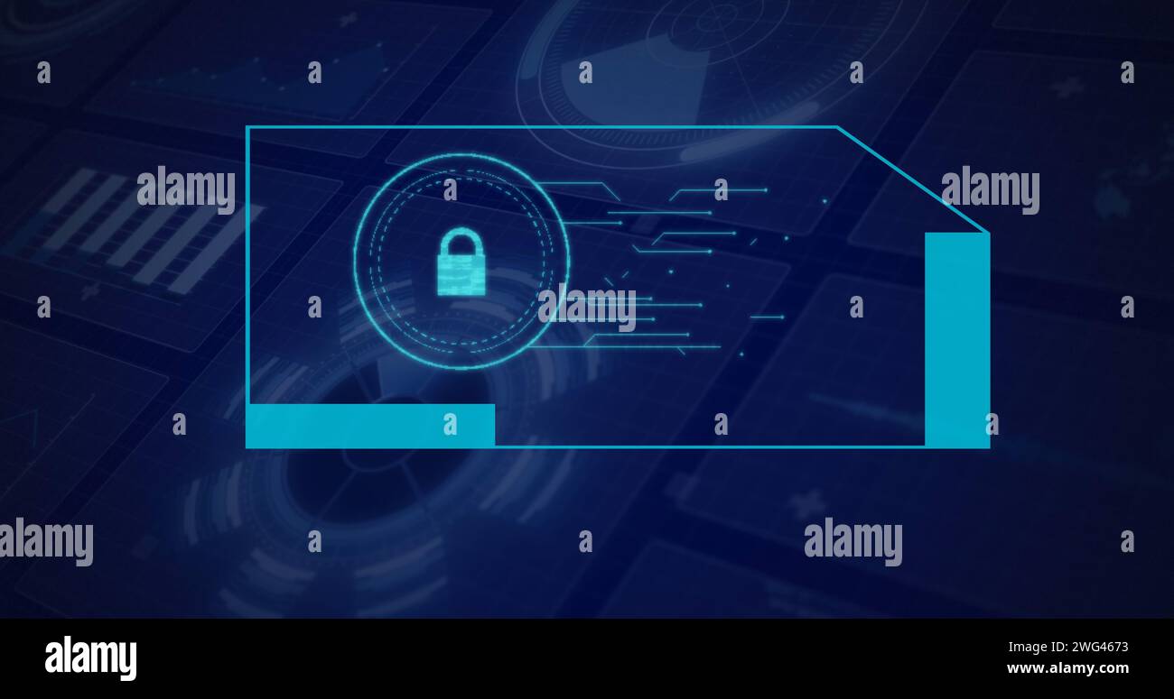 Image of online security padlock and data processing over digital screen Stock Photo - Alamy
