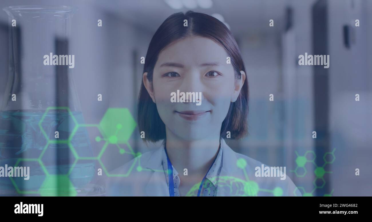 Image of medical data processing over asian female doctor in hospital Stock Photo - Alamy