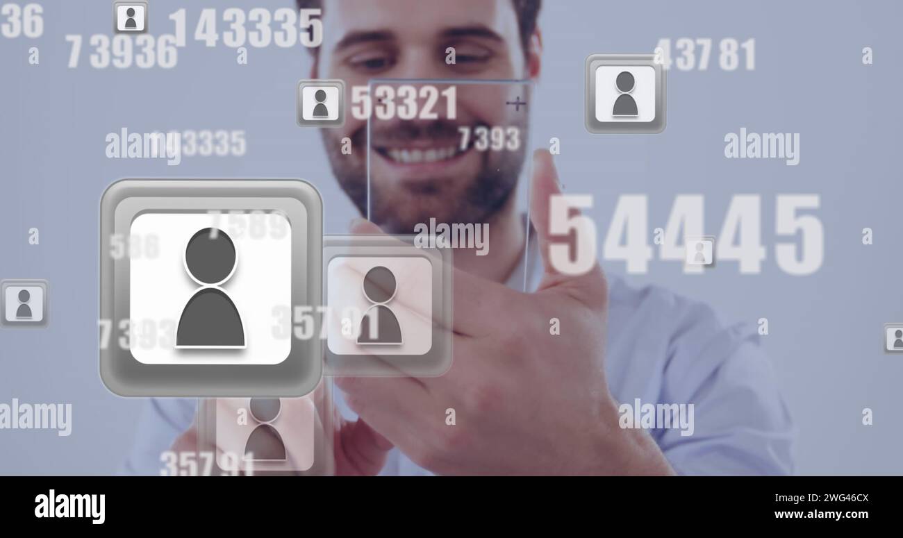 Network profile icons against multiple hi-res stock photography and images - Alamy