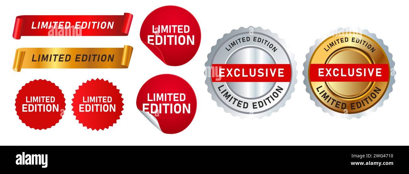 limited edition seal emblem red gild silver label sticker sign offer ...
