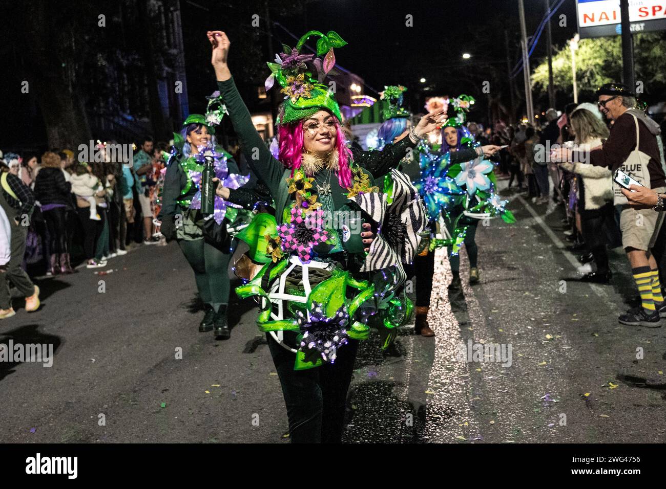 Paradegoers are seen during the Krewe of Cleopatra Mardi Gras Parade in ...