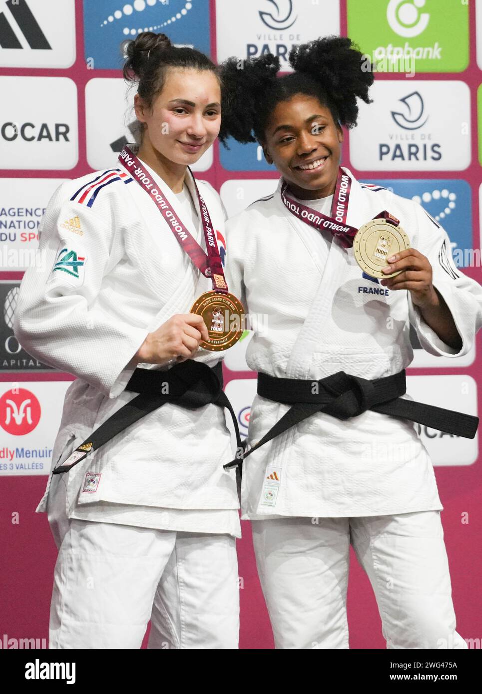 Faiza Mokdar of France Gold medal and Sarah-Leonie Cysique of France ...