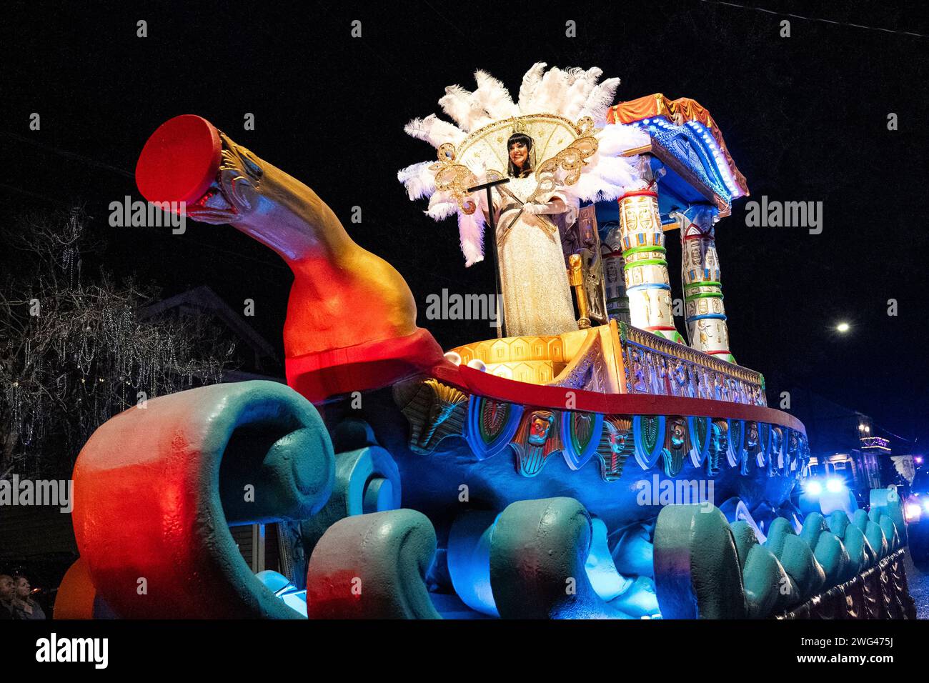 Paradegoers are seen during the Krewe of Cleopatra Mardi Gras Parade in ...