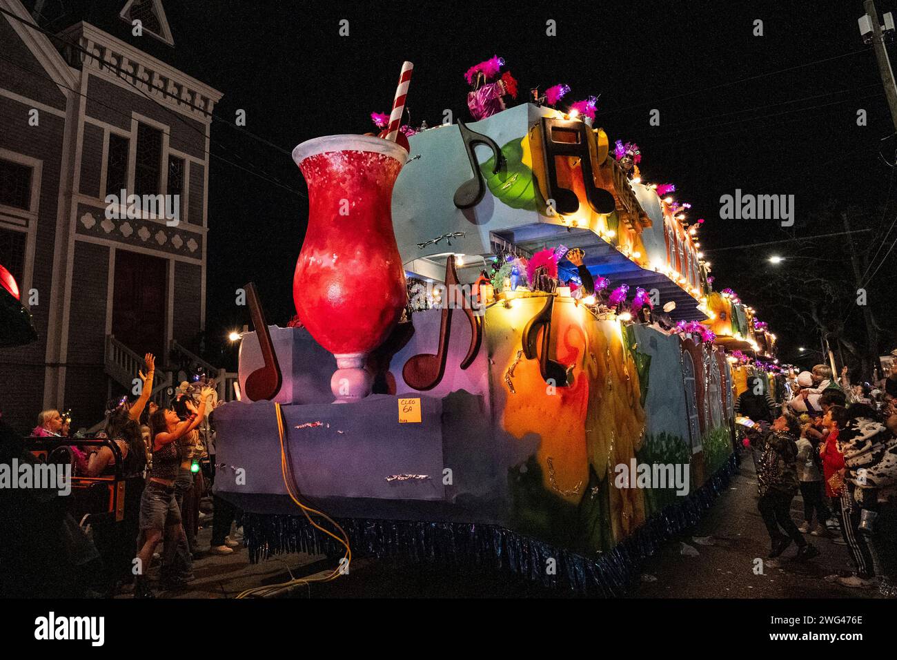 Paradegoers are seen during the Krewe of Cleopatra Mardi Gras Parade in ...