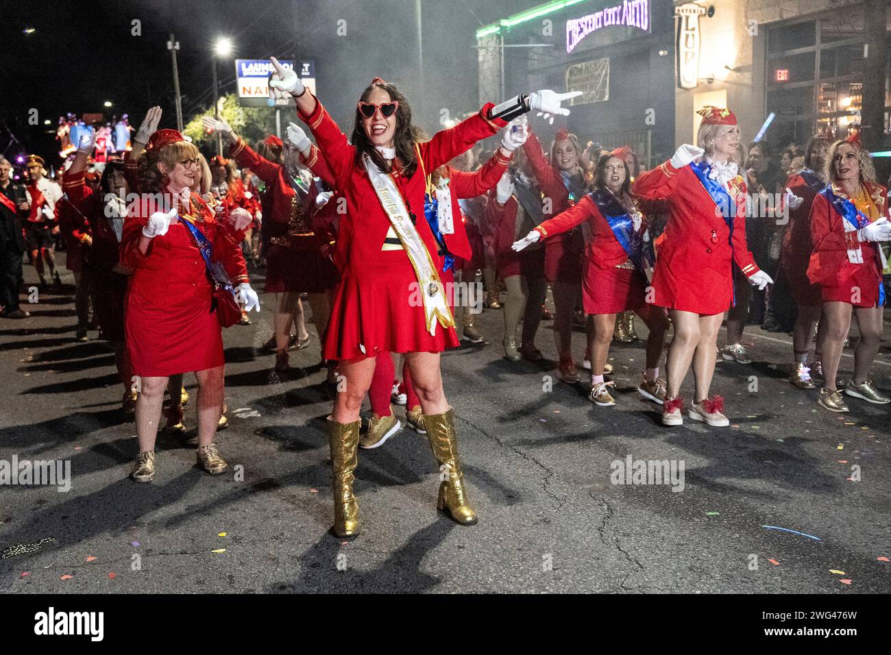 Paradegoers are seen during the Krewe of Cleopatra Mardi Gras Parade in ...
