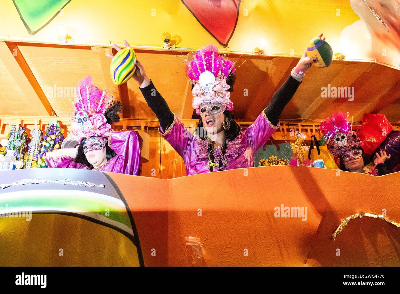 Paradegoers are seen during the Krewe of Cleopatra Mardi Gras Parade in ...