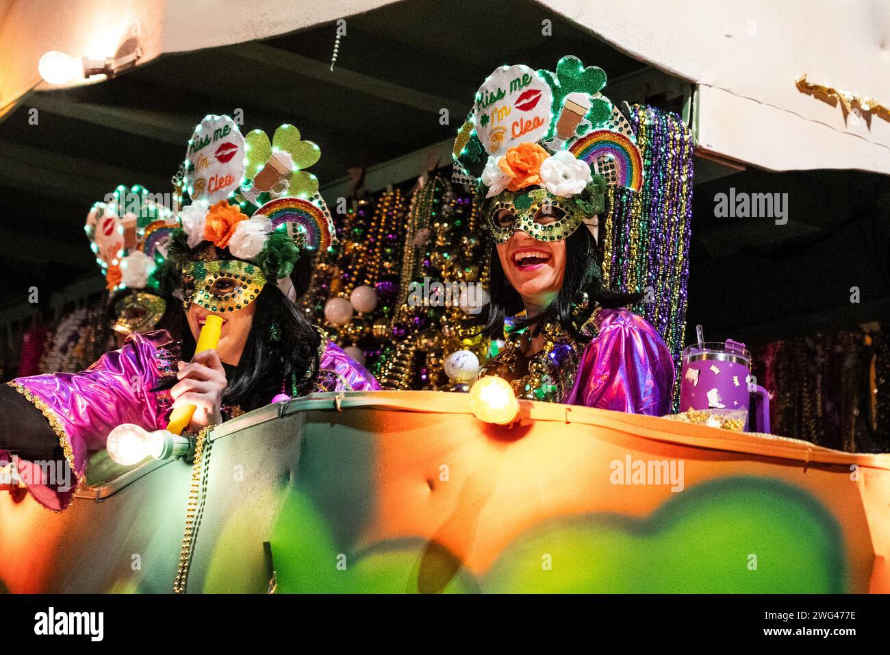 Paradegoers are seen during the Krewe of Cleopatra Mardi Gras Parade in ...