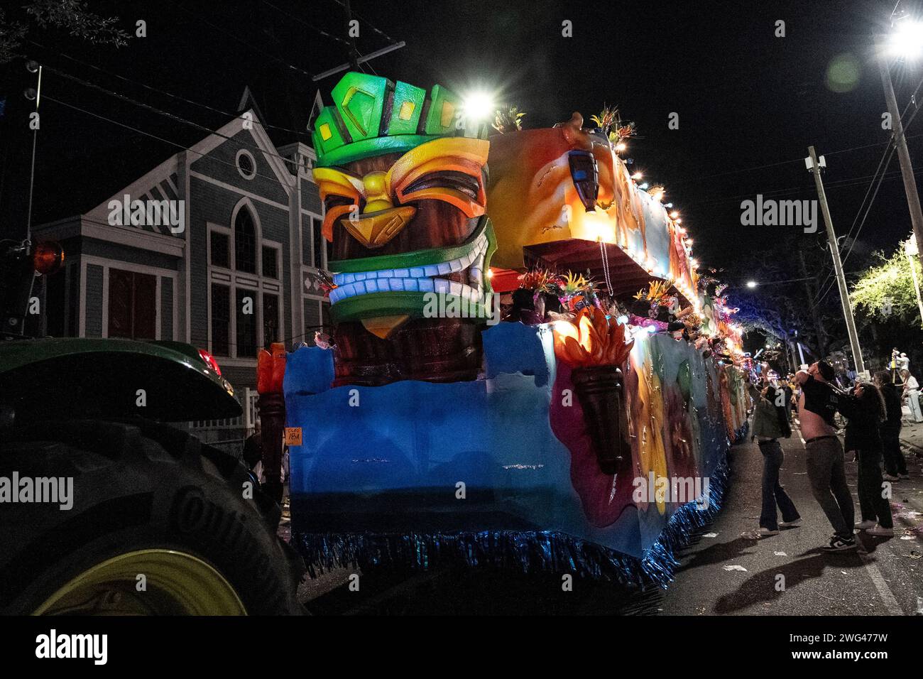 Paradegoers are seen during the Krewe of Cleopatra Mardi Gras Parade in ...