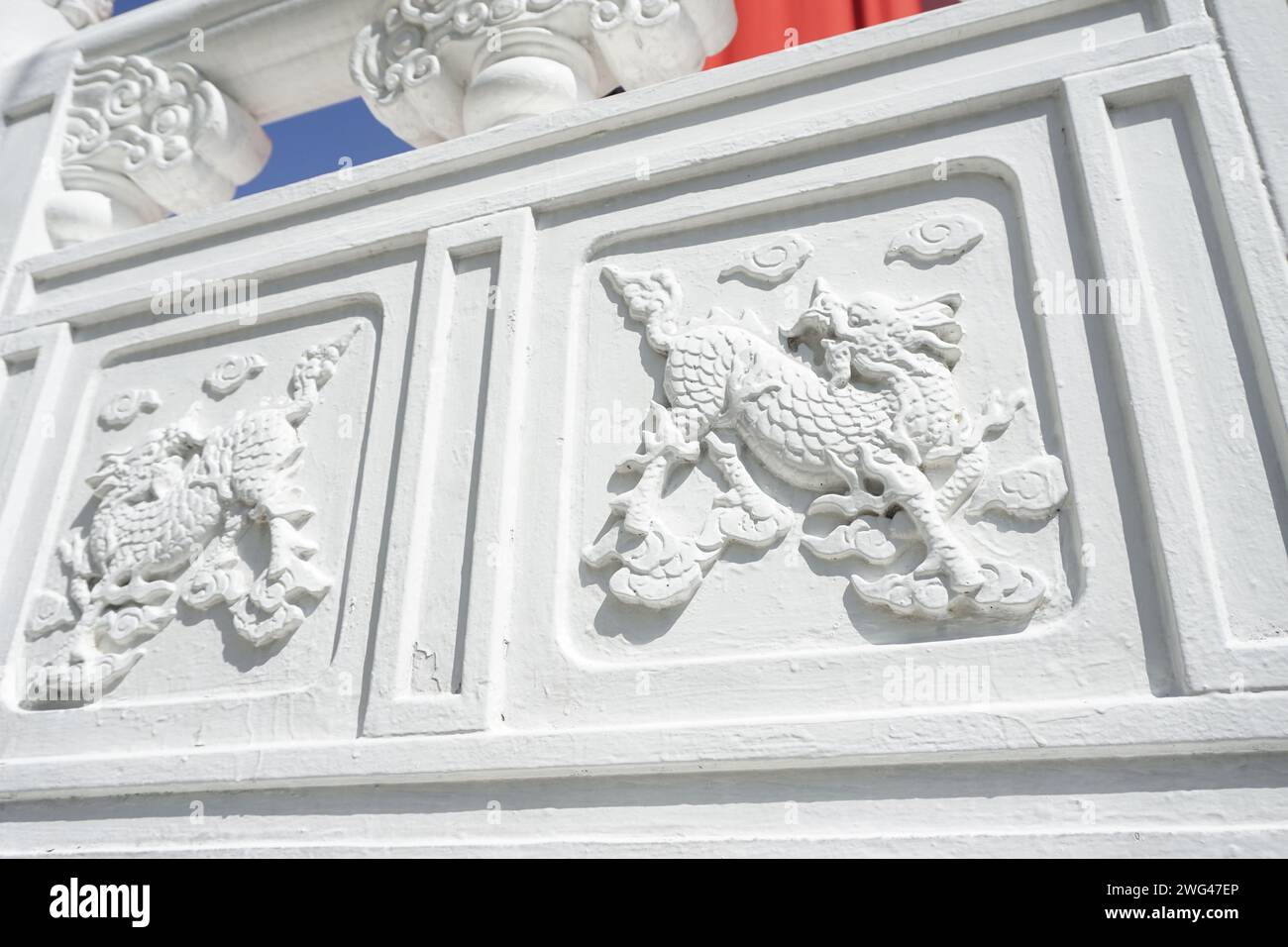 The balustrade walls at Thean Hou temple are of Qing dynasty design and ...
