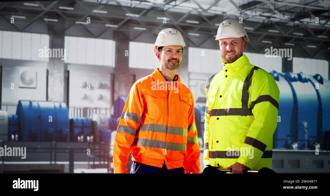 Power Plant Engineer Workers. Industrial Maintenance And Service Stock ...