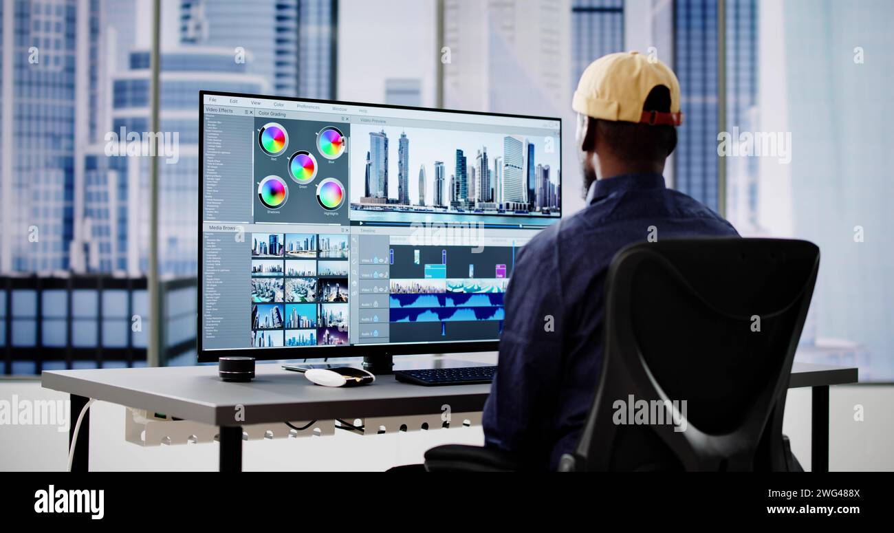 African american man editing video hi-res stock photography and images ...