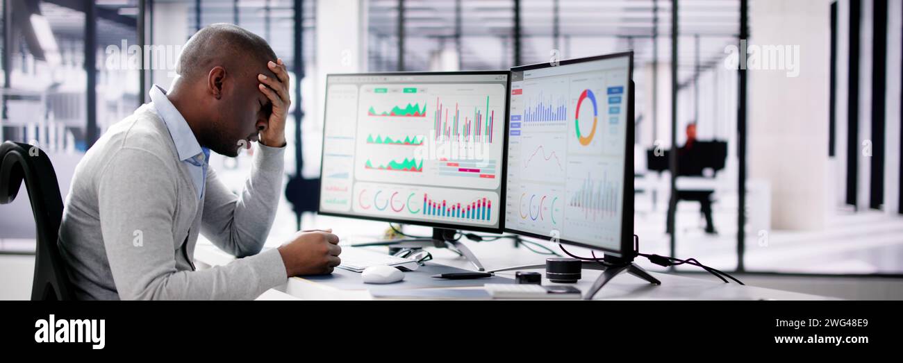 Sad And Shocked KPI Data Analyst Looking At Dashboard Stock Photo - Alamy