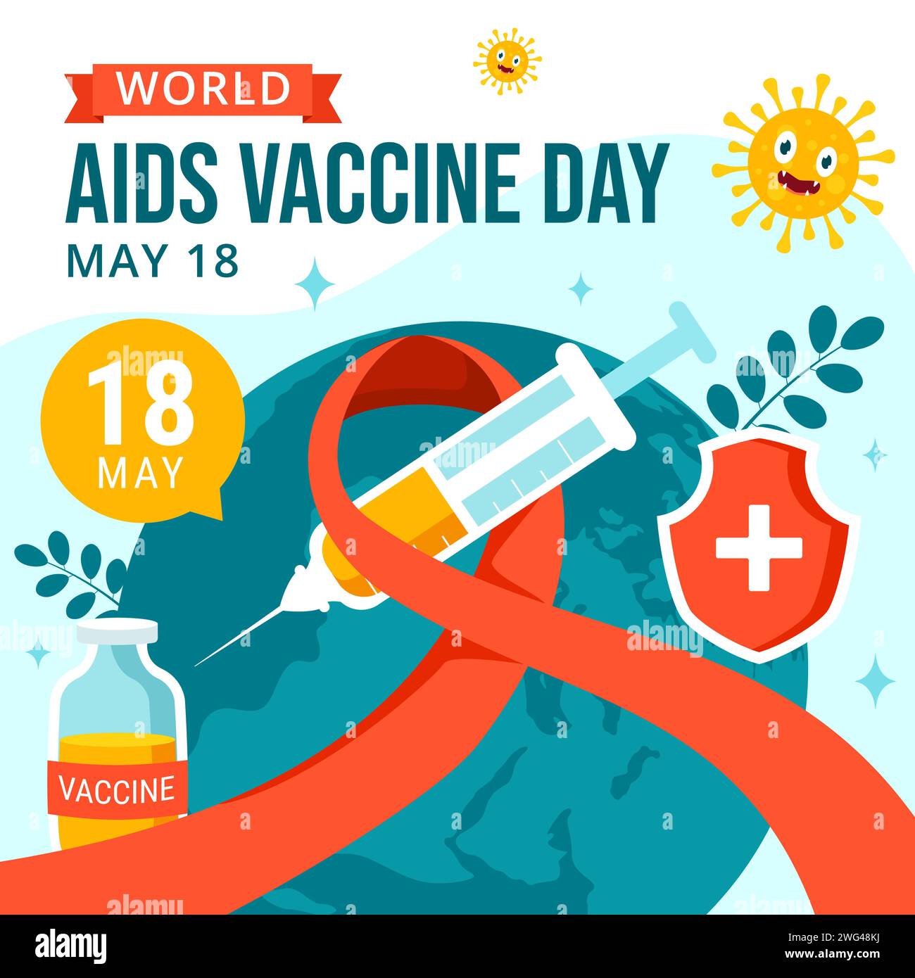 Aids Vaccine Day Social Media Illustration Flat Cartoon Hand Drawn ...