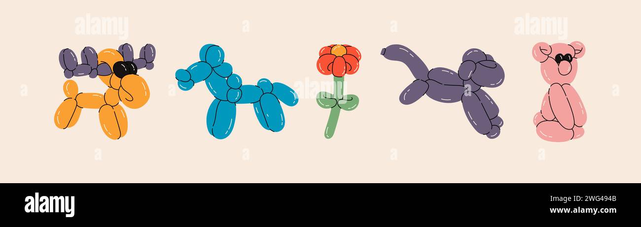 Set of balloon animals Stock Vector Image & Art - Alamy