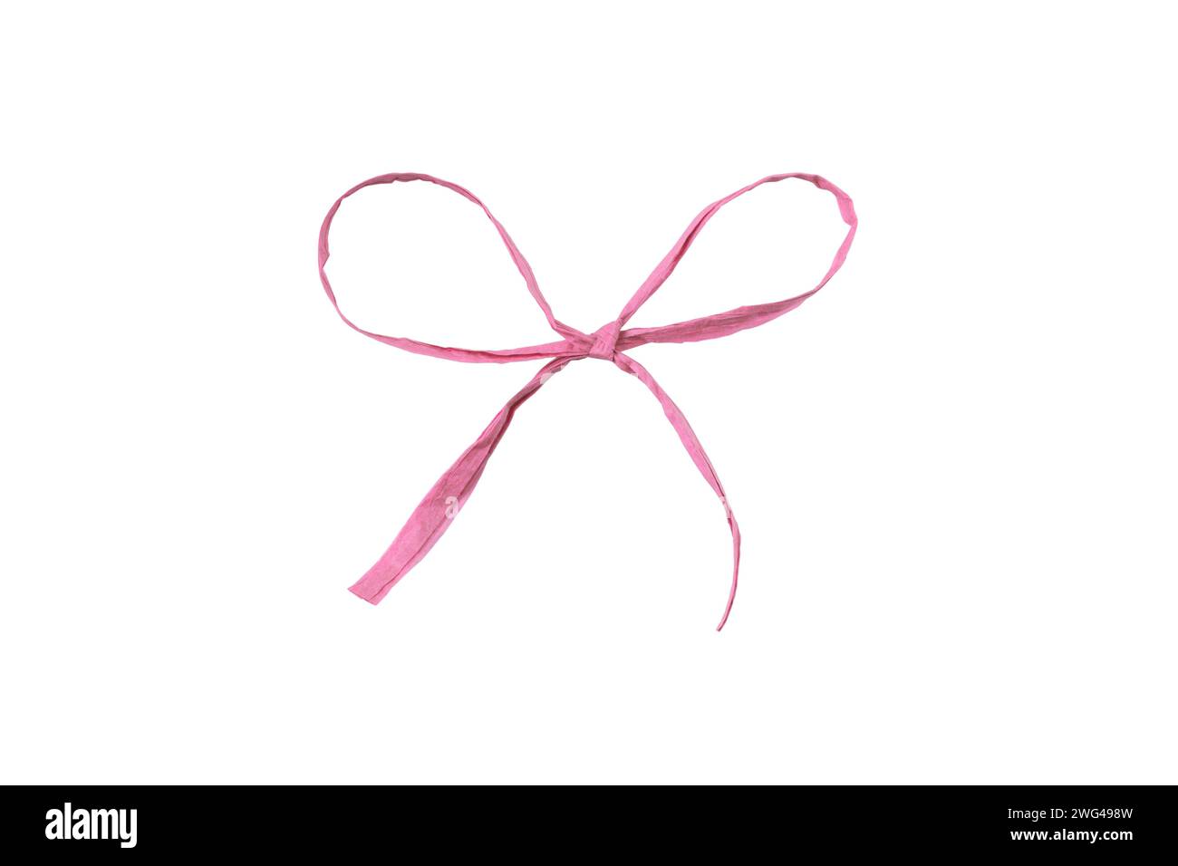 Bow made of pink paper ribbon isolated on white background, element ...