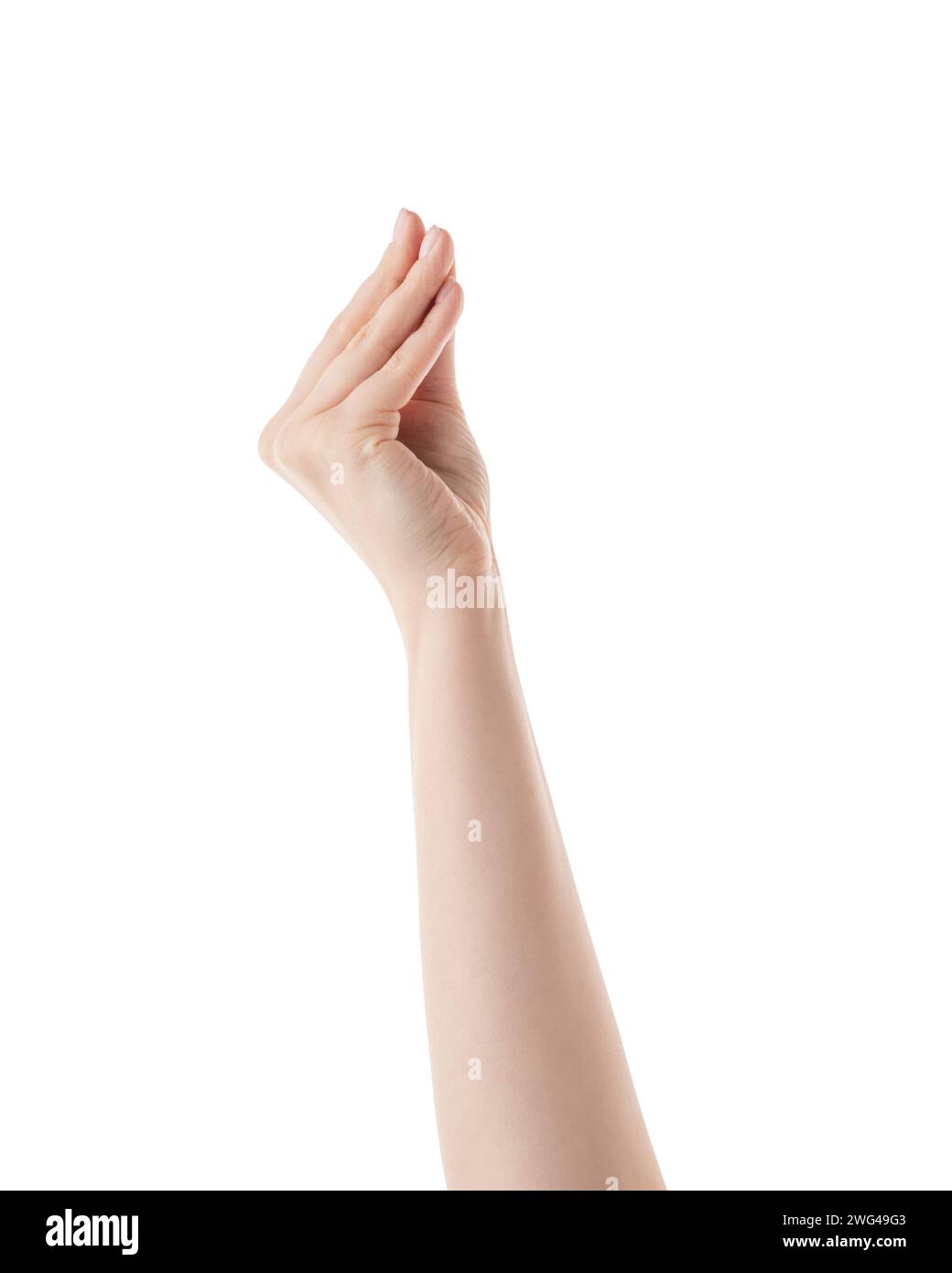 Young woman hand showing italian gesture isolated on white background ...