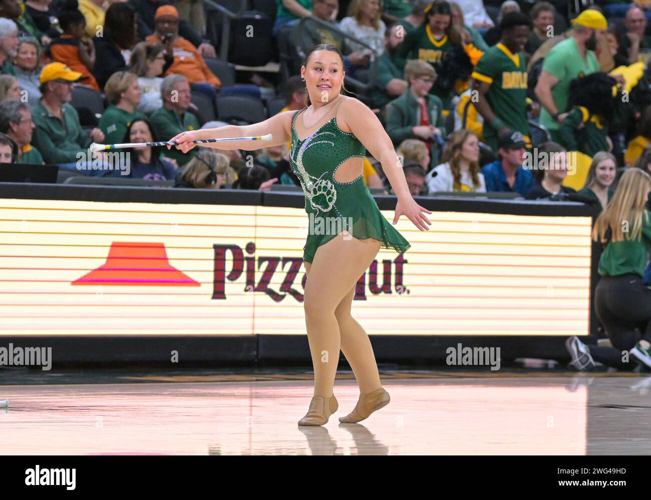 February 1 2024: Baylor Lady Bears baton twirlers during the 1st half ...