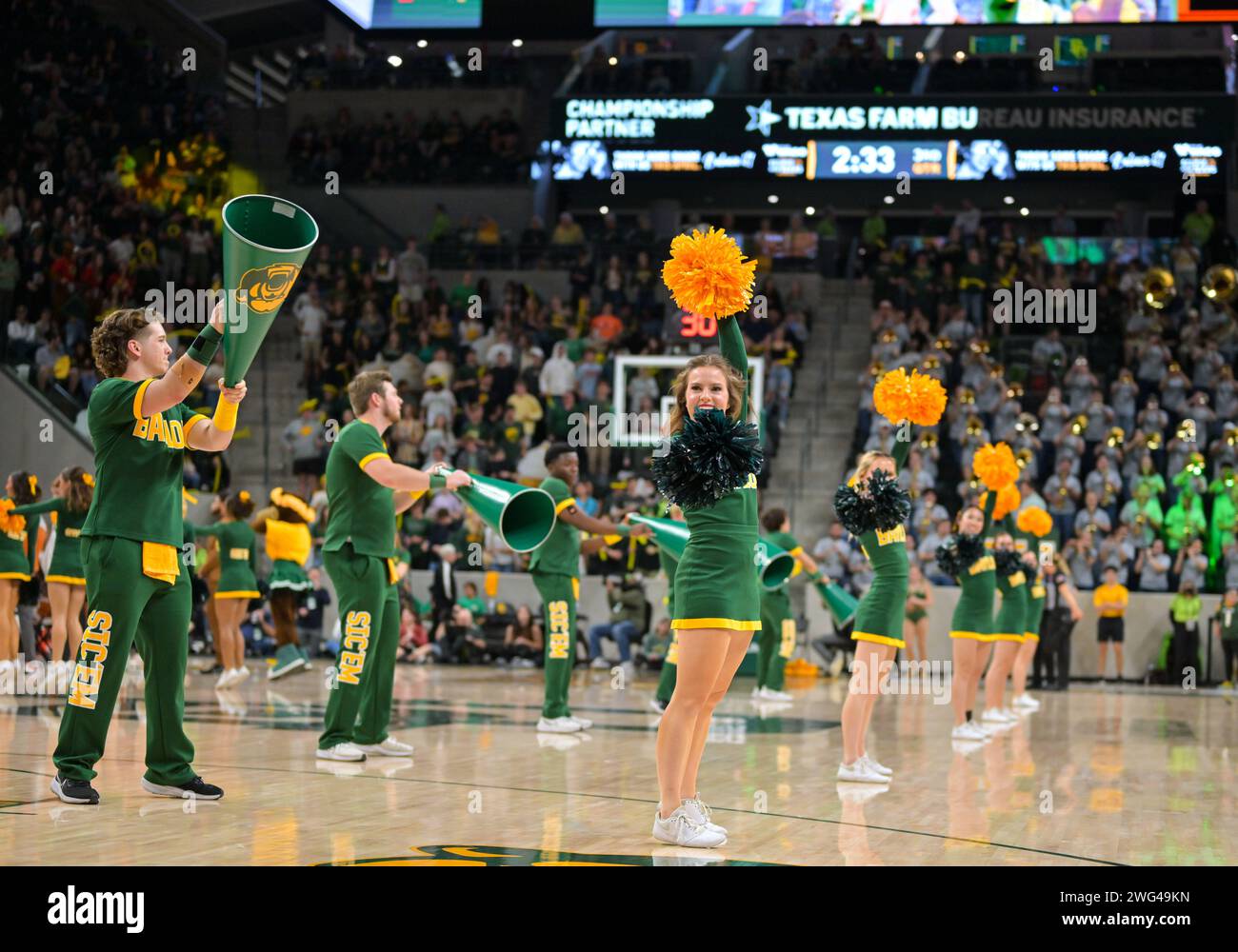 February 1 2024: Baylor Lady Bears cheerleaders during the 2nd half of ...