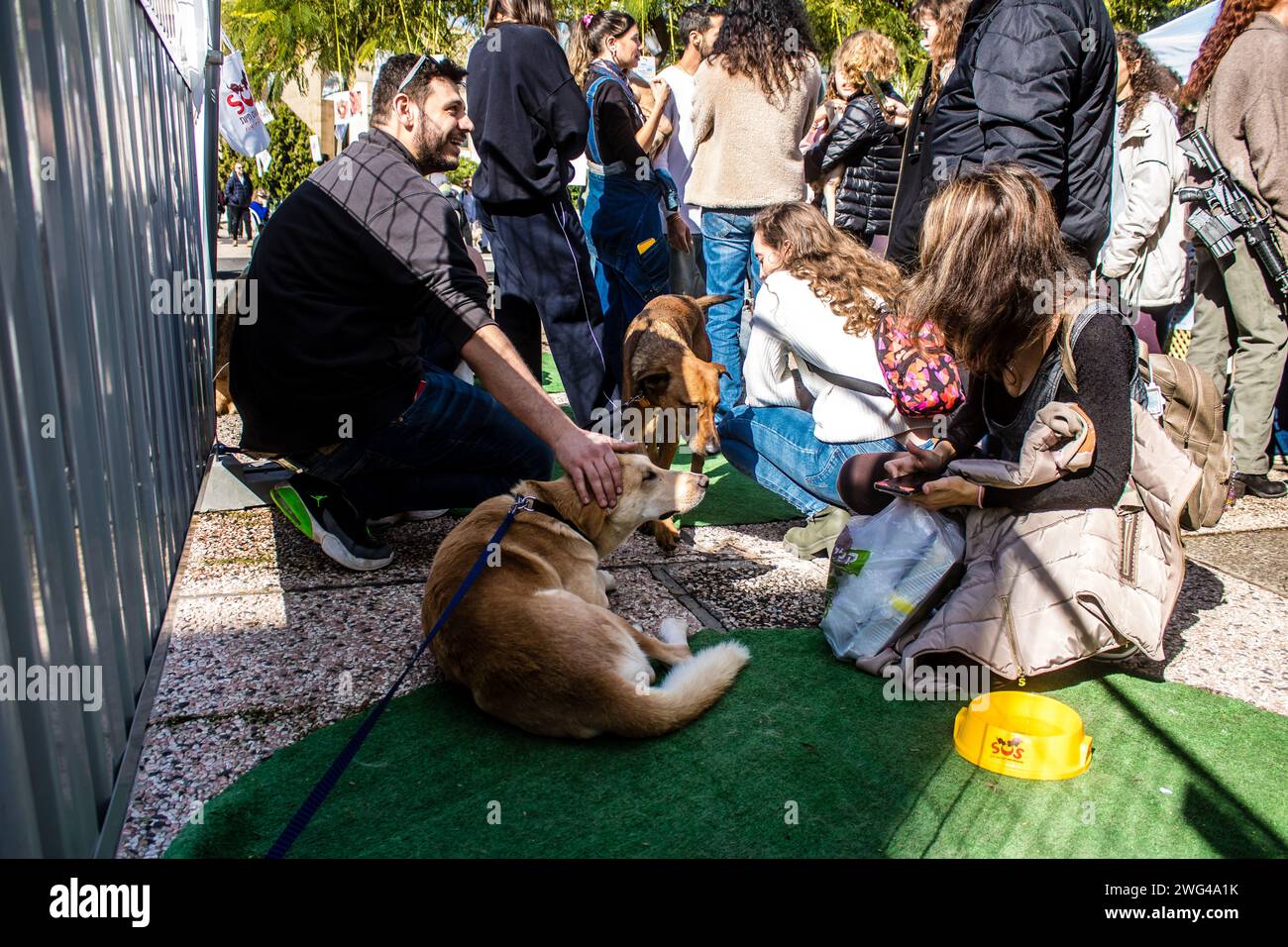 Tel Aviv, Israel – February 2, 2024 Teenagers at the SOS Animals ...