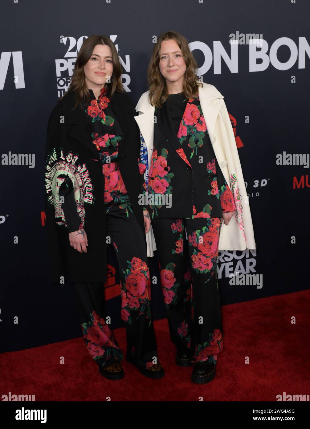 LOS ANGELES, USA. February 02, 2024: Rebecca Lovell & Megan Lovell of ...
