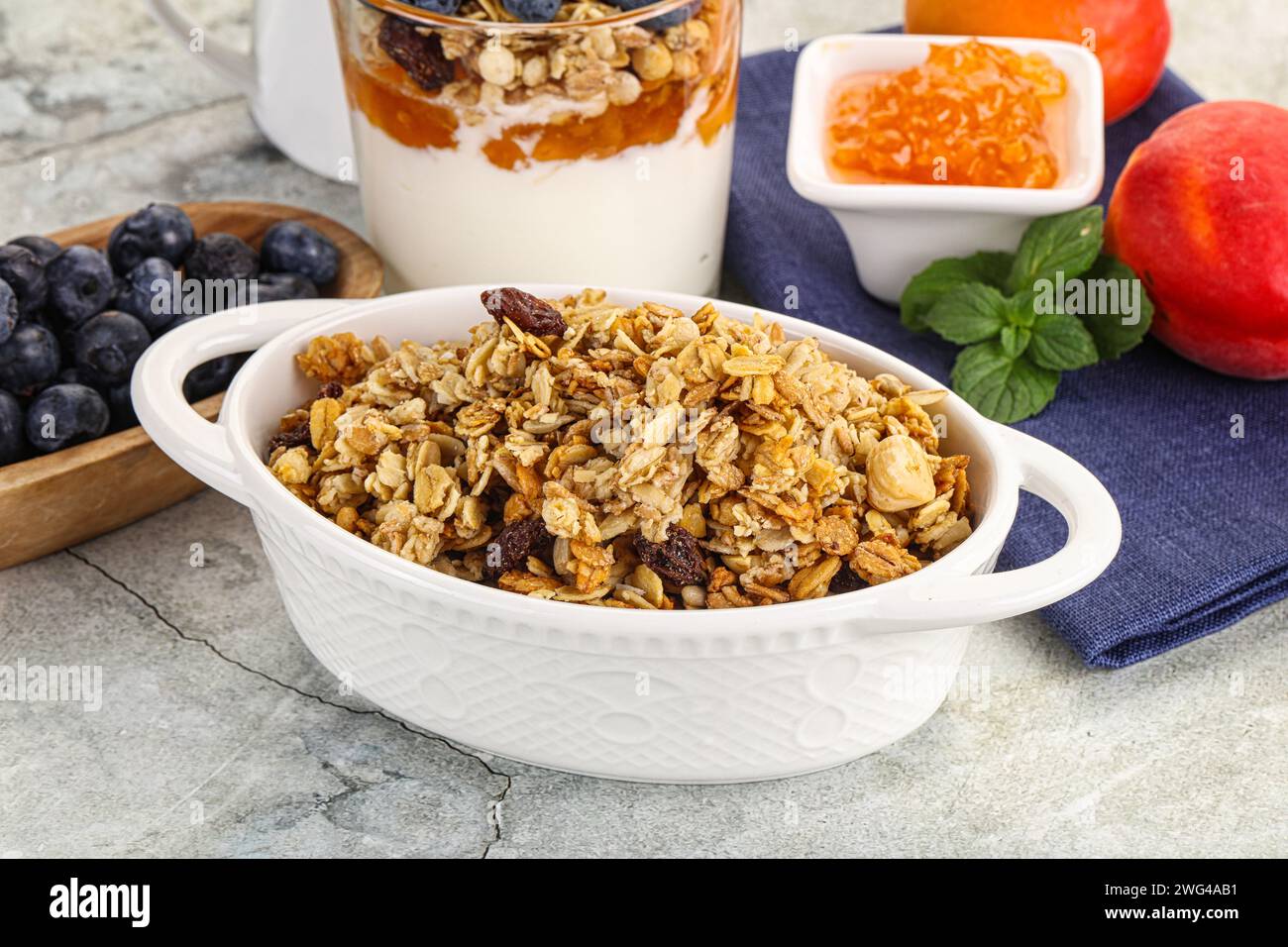 Natural Granola museli cereal for breakfast Stock Photo - Alamy