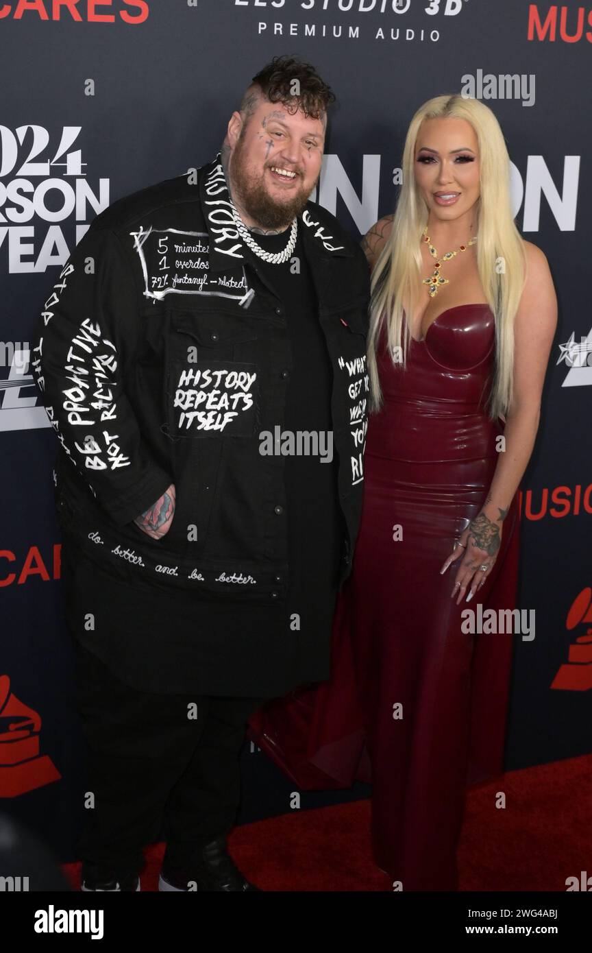 LOS ANGELES, USA. February 02, 2024: Jelly Roll & Bunny XO at the ...