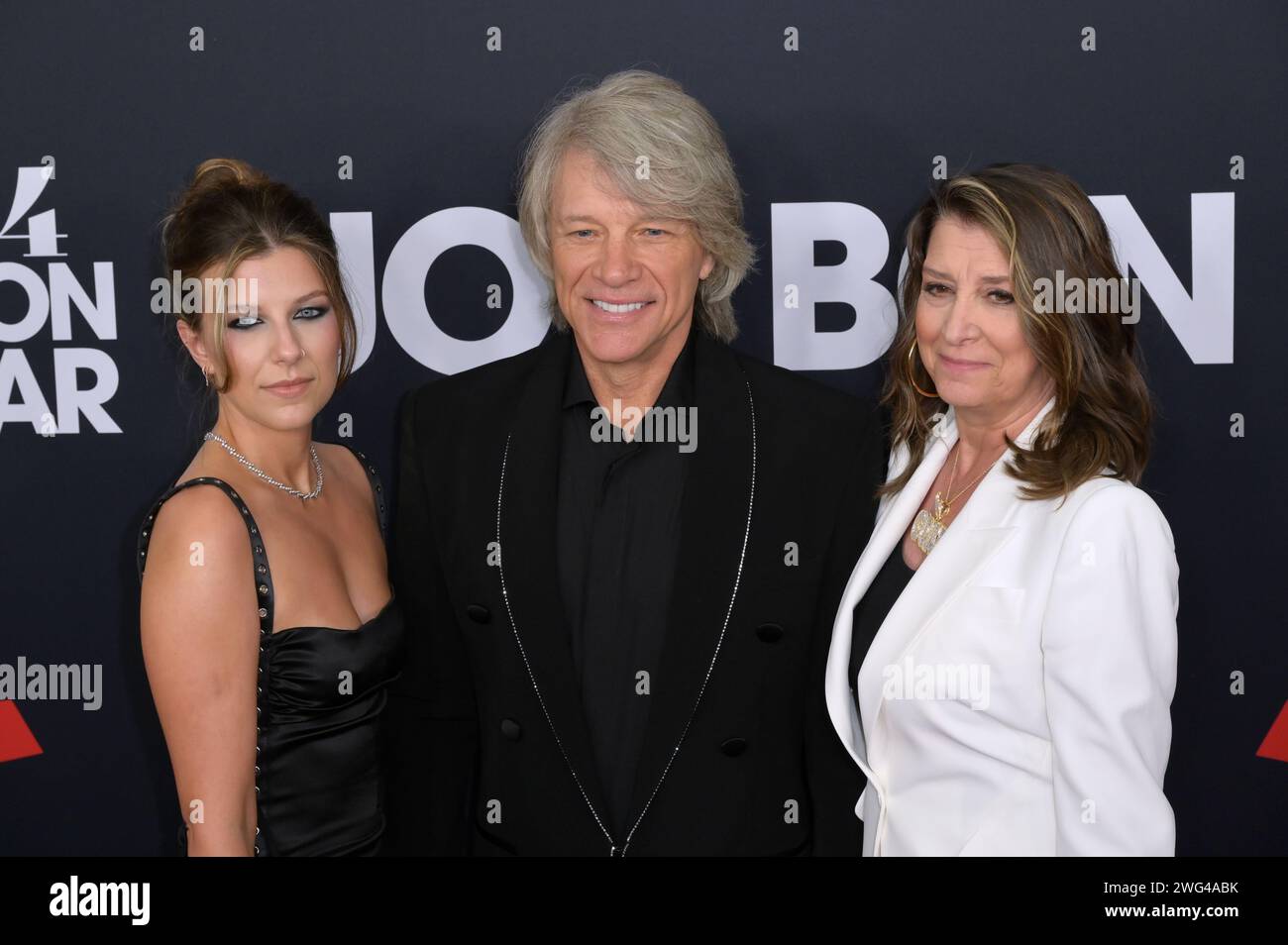 LOS ANGELES, USA. February 02, 2024: Stephanie Rose Bongiovi, Jon Bon ...