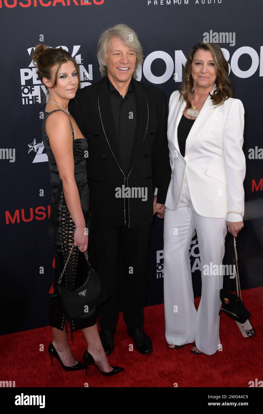 LOS ANGELES, USA. February 02, 2024: Stephanie Rose Bongiovi, Jon Bon ...