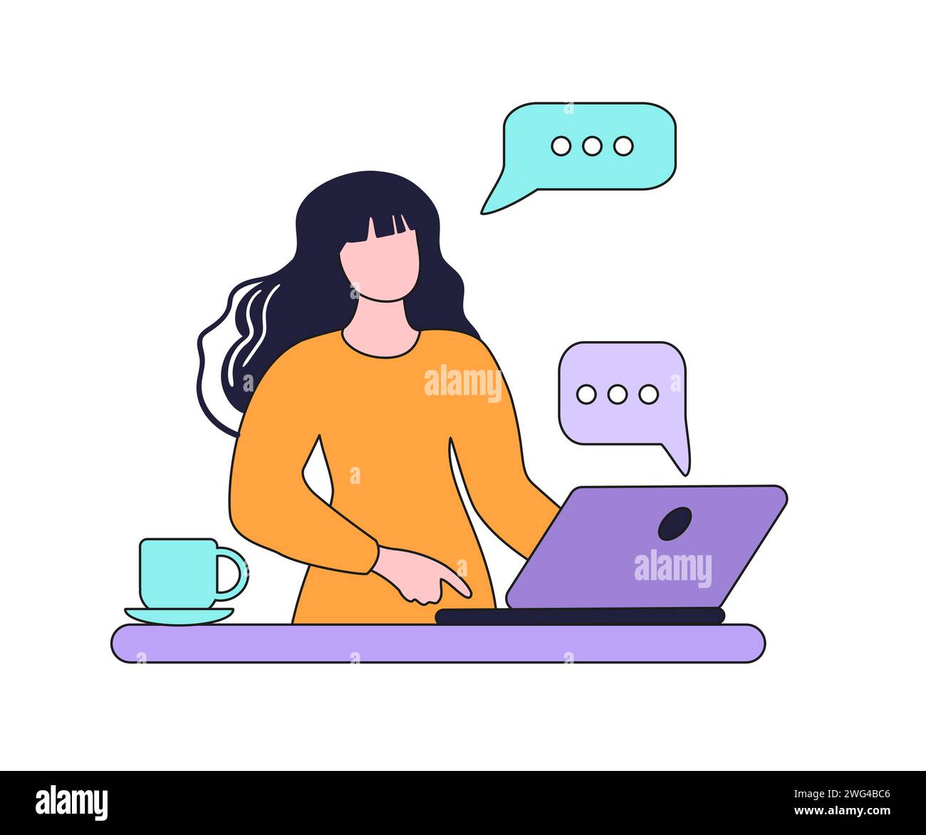 Online Learning Homeschooling Workplace The Girl Is Texting From A Laptop Dialog Window
