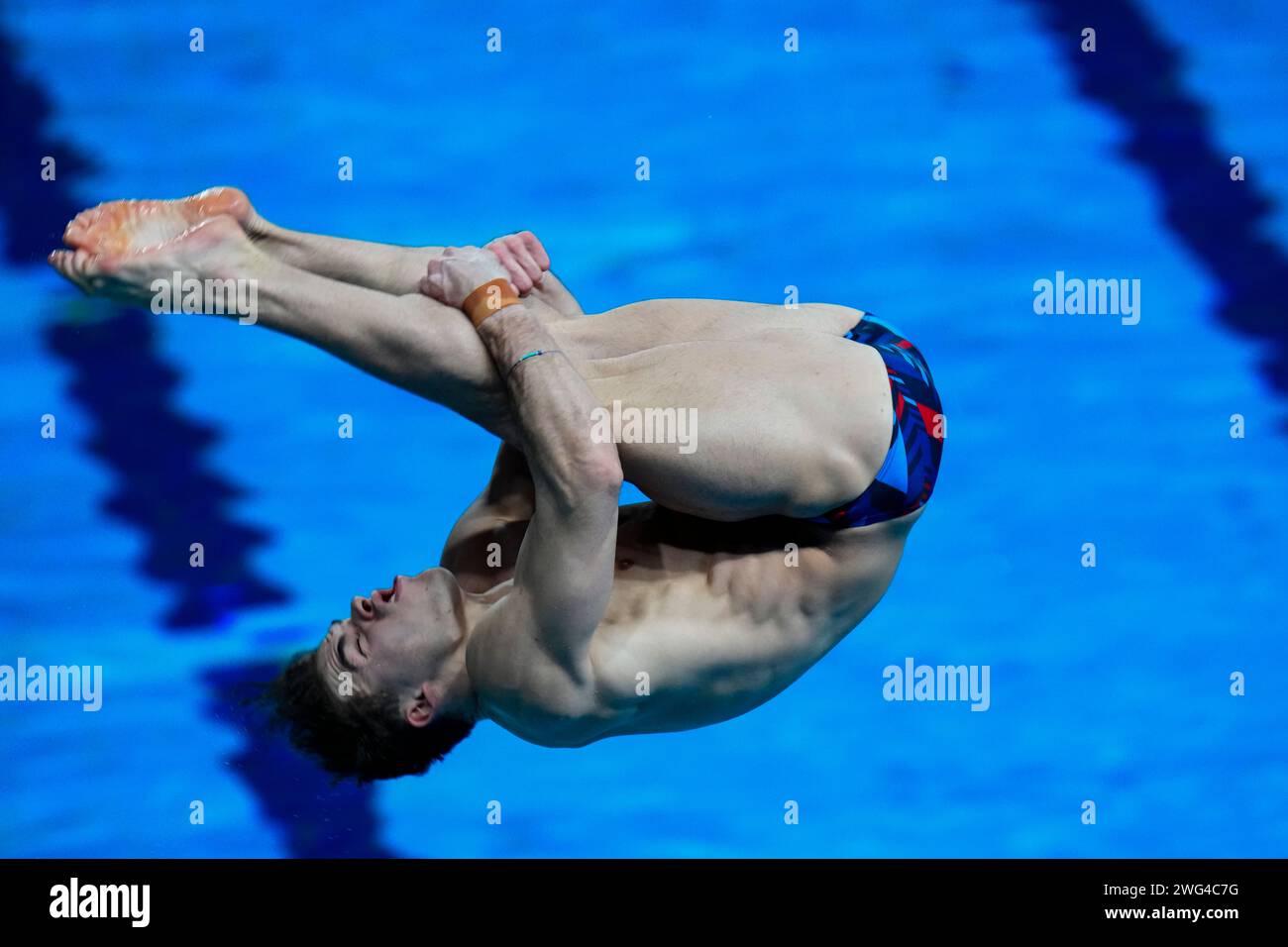 Ross Haslam of Great Britain makes a dive during the men's 1m ...