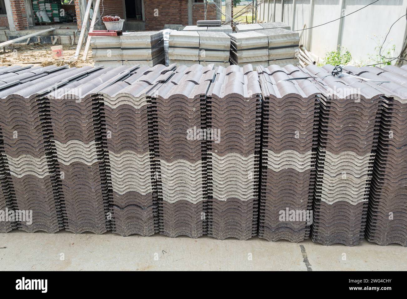 Stack of roof tiles texture at construction site Stock Photo - Alamy