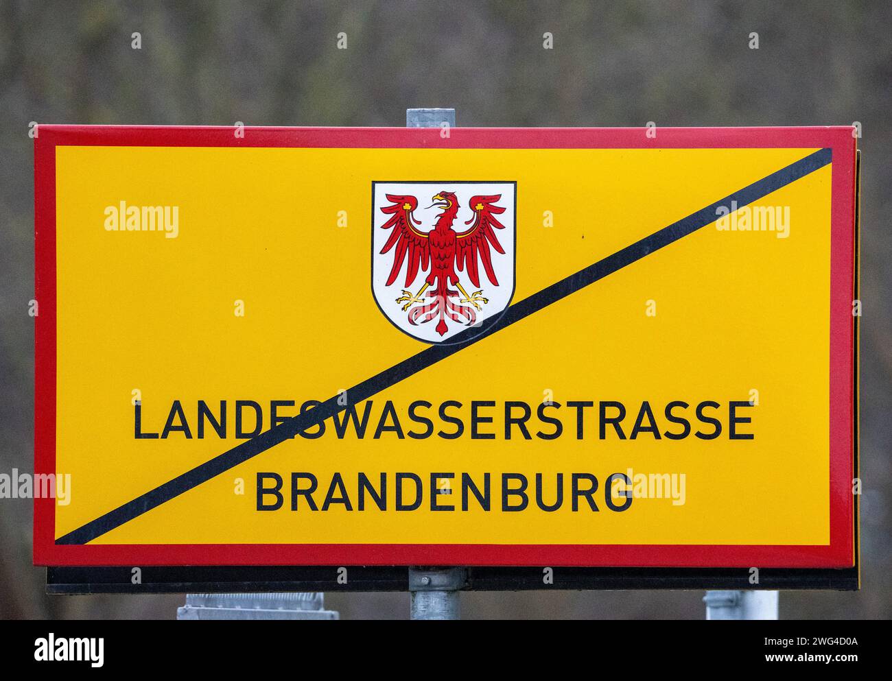02 February 2024, Brandenburg, Fehrbellin: A sign with the crossed-out ...
