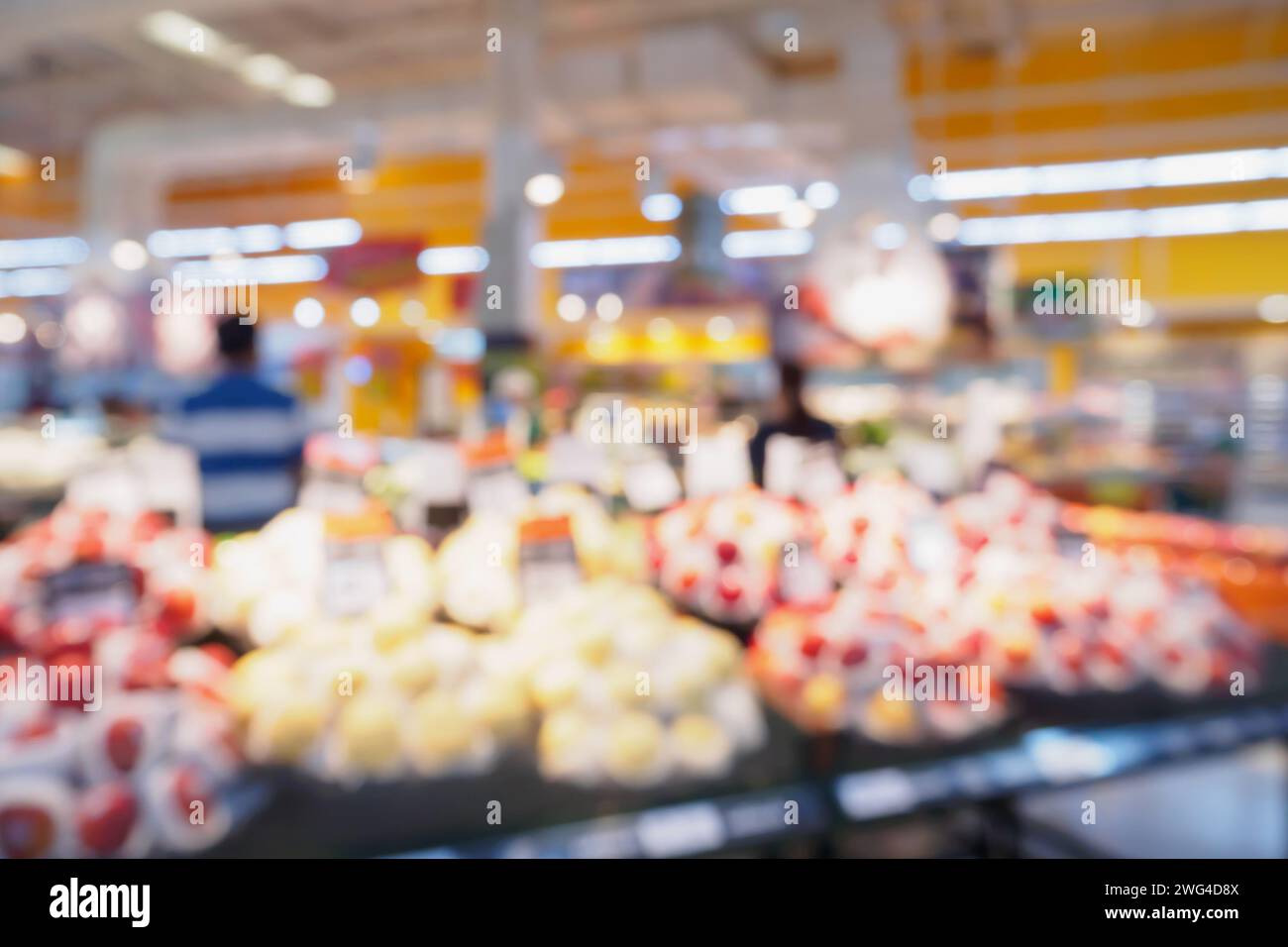 Grocery store with fresh fruits and vegetables shelves in supermarket ...