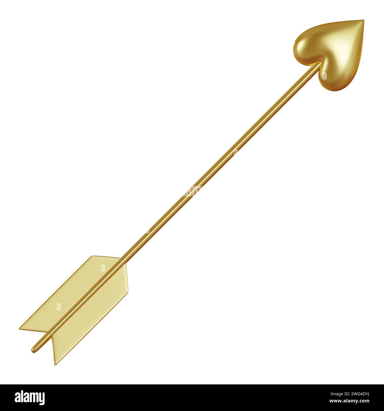 Golden Arrow pointing right up, the tip in form of heart. Valentines ...