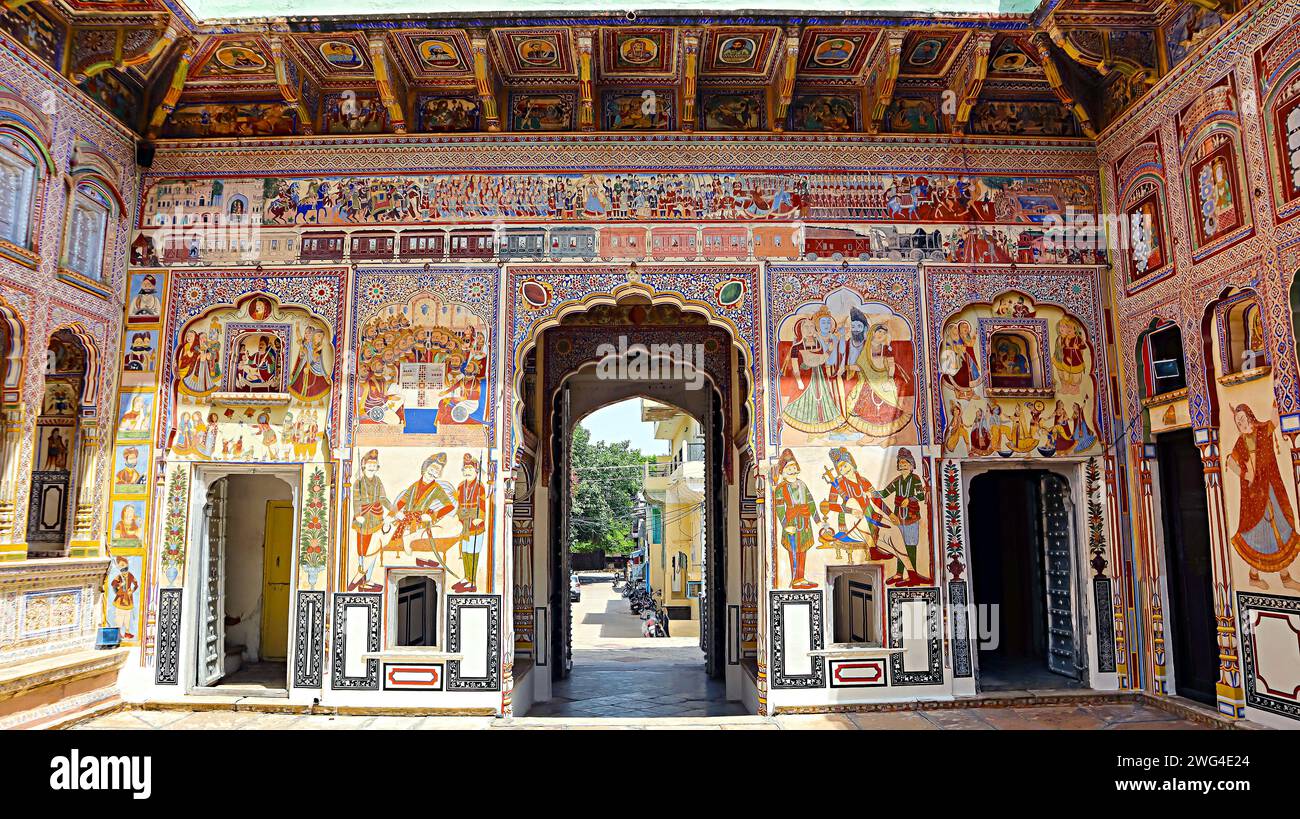 Paintings of Hindu Gods Goddesses and Rajput Kings on the walls of Dr ...