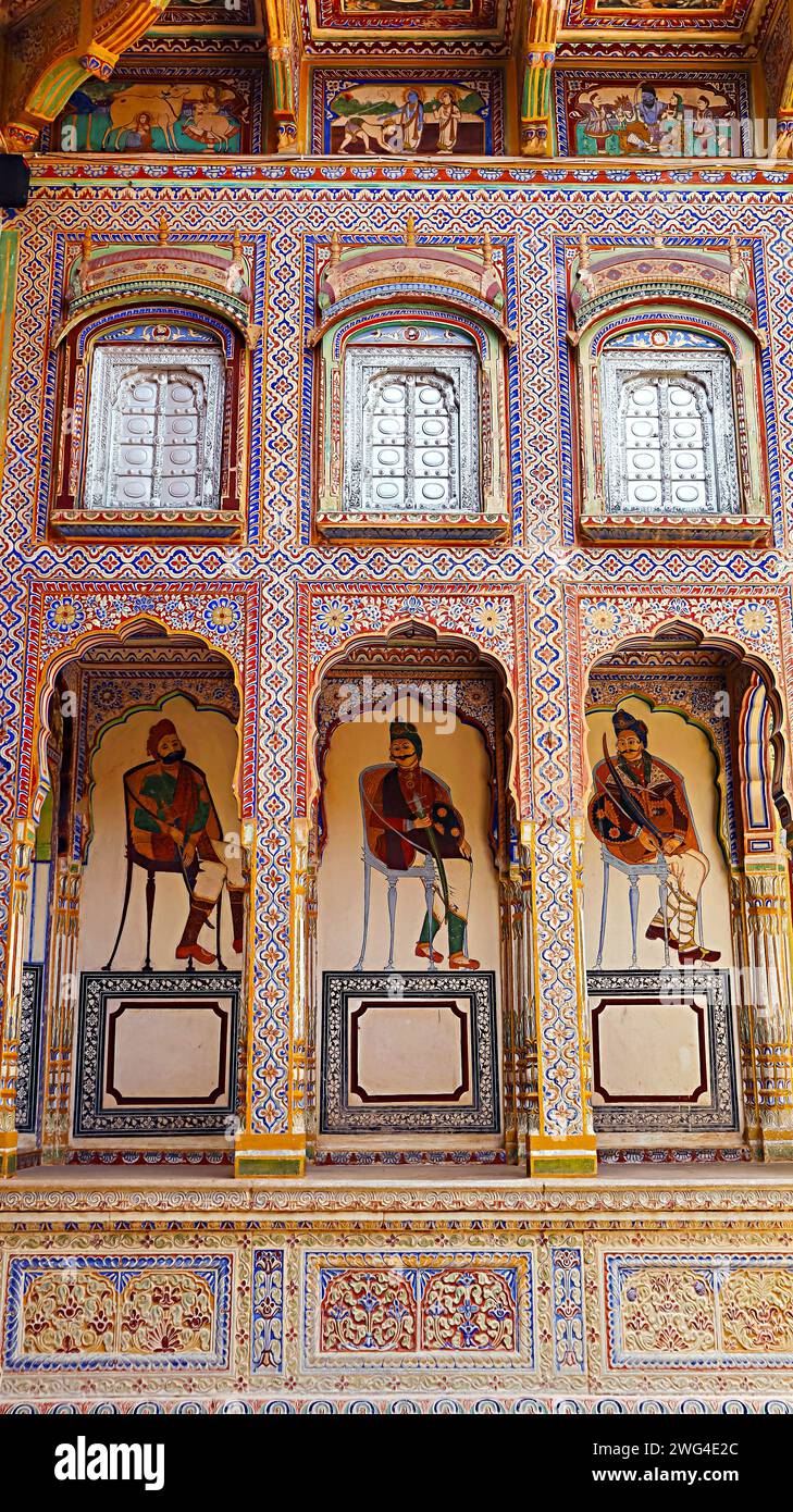 Portraits of Rajput Kings on the walls of Dr. Ramnath Podar Haveli ...