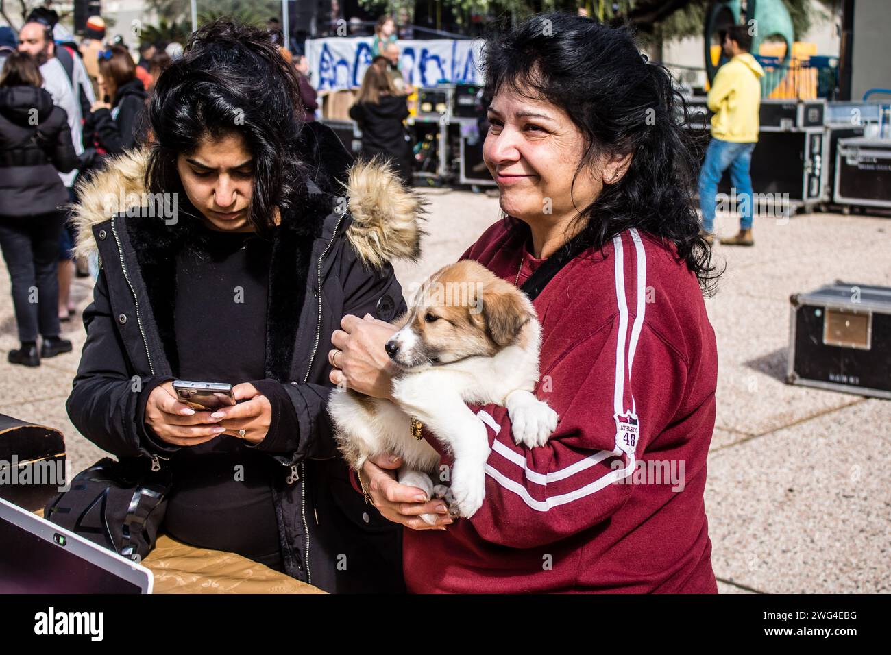 Tel Aviv, Israel – February 2, 2024 New owner of dog from the SOS ...