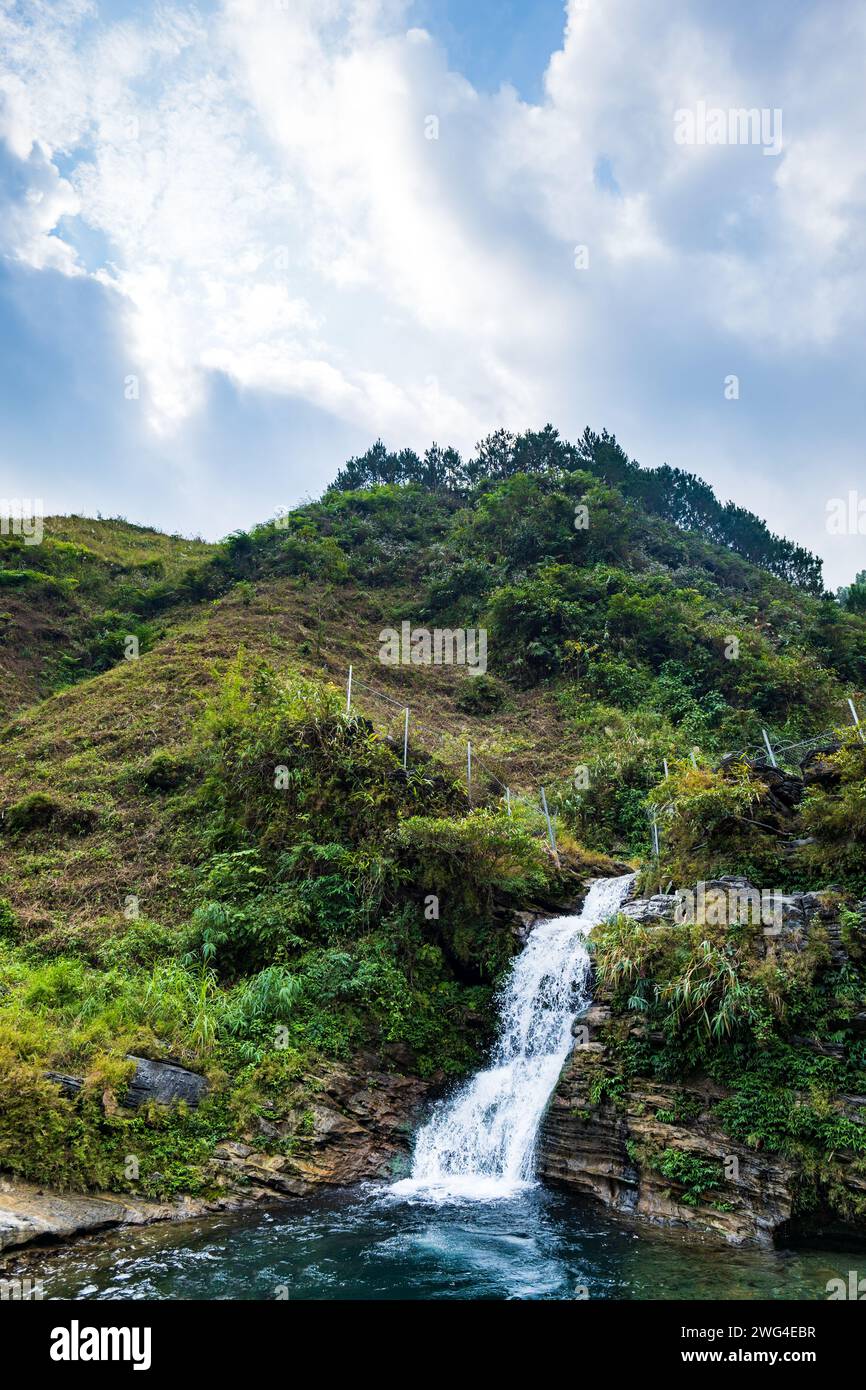 Ha Giang Loop tour area landscape with Du Gia waterfall in Vietnam ...