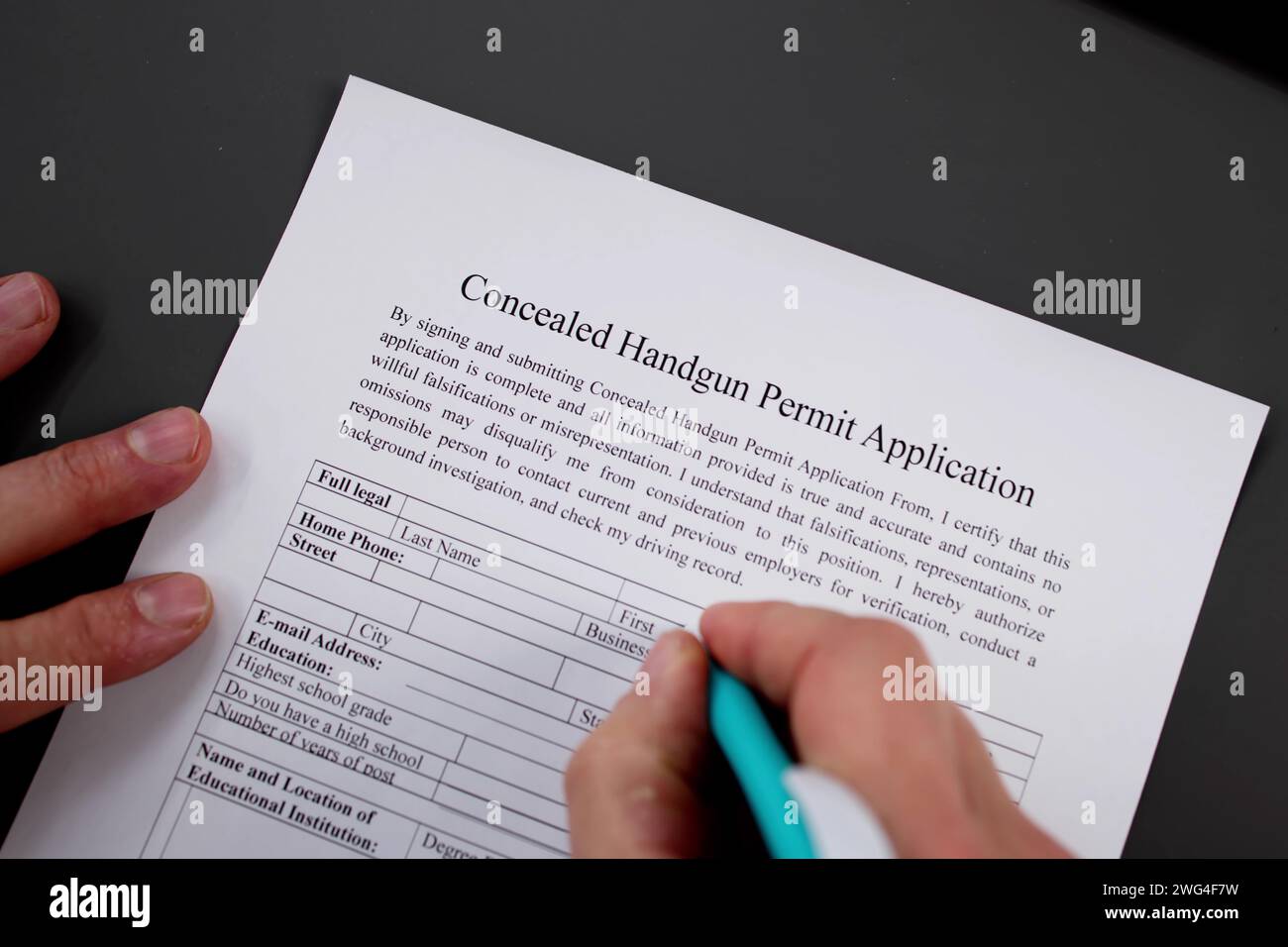 Firearm Weapon Carry Permit. Gun Law And Safety Stock Photo - Alamy