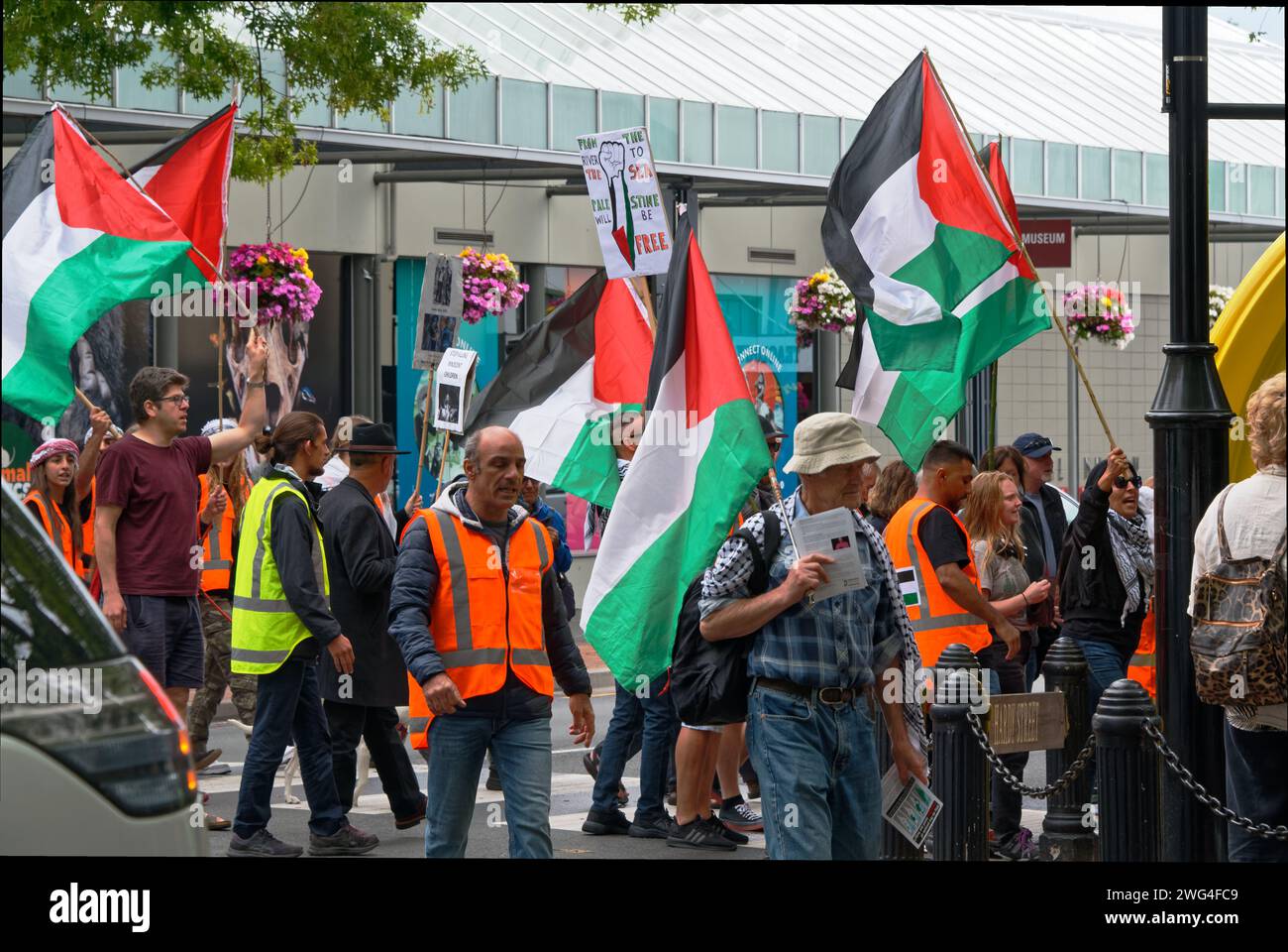 Nelson, New Zealand, 3rd February 2024, Protestors carrying Palestinian ...