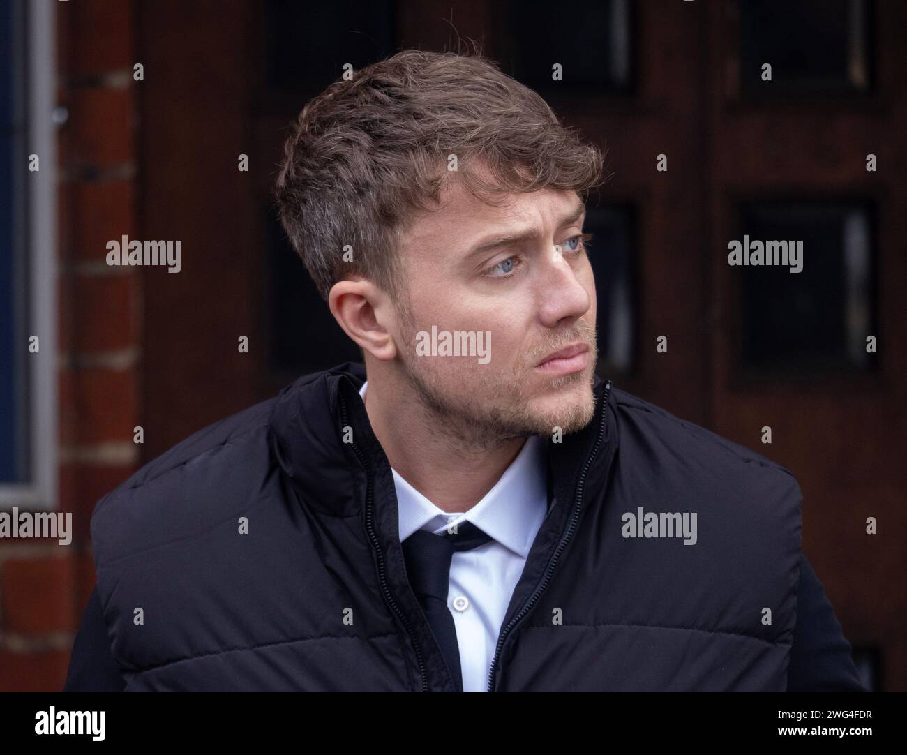 Pic shows: Derek Draper funeral 2.2.24 Mourners included Roman Kemp Pic ...