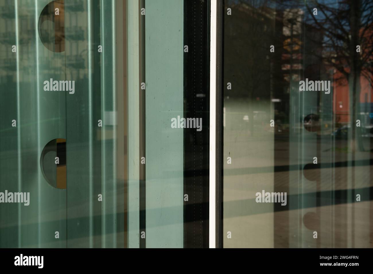 high efficiency window, detail of double glazing on a building with ...